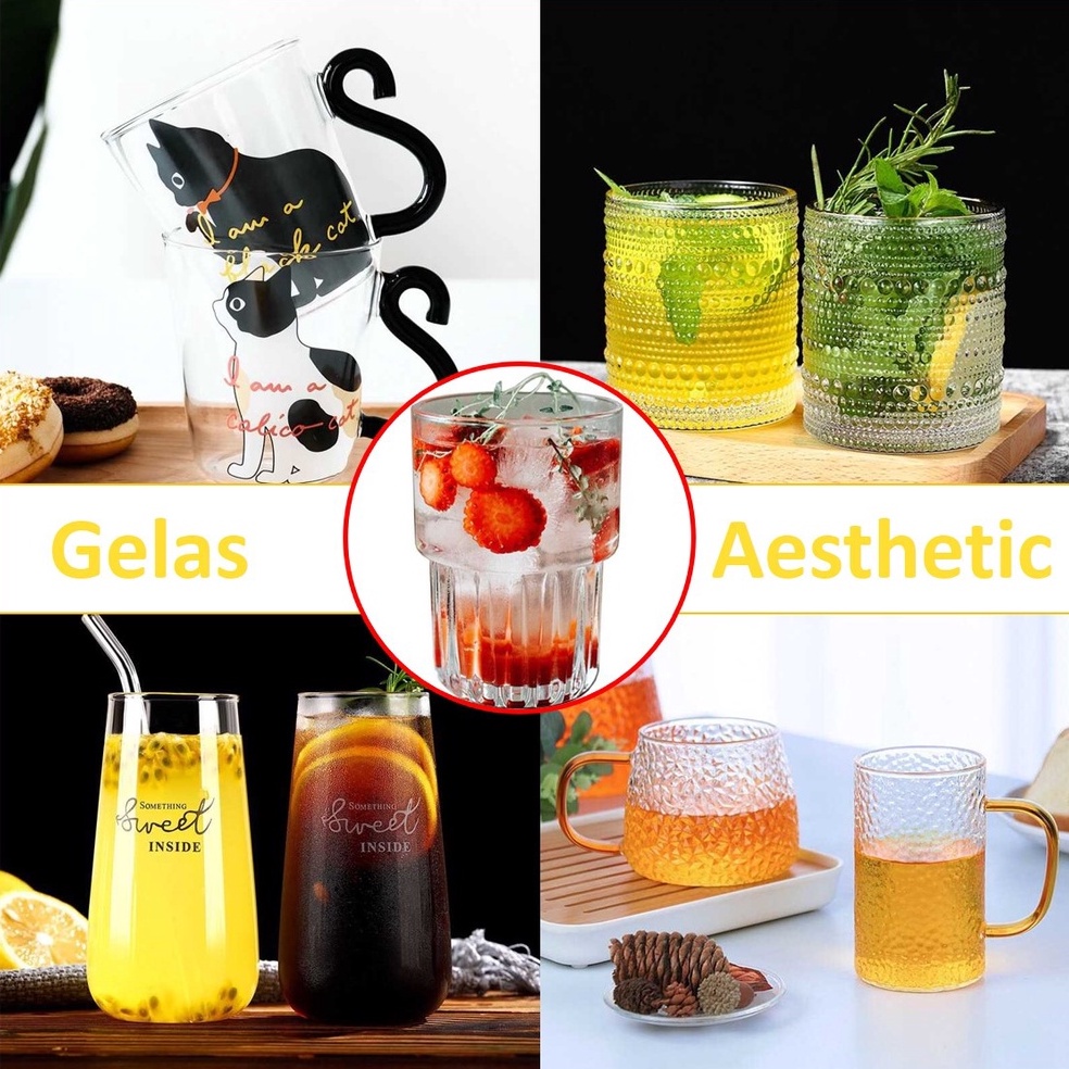 Jual Gelas Aesthetic Kopi Teh Cangkir Mug Kopi Teh Aesthetic Unik ...