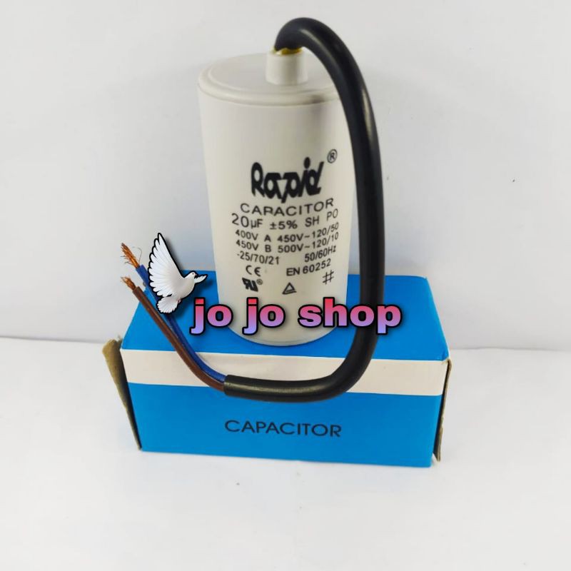 Jual KAPASITOR MESIN AIR POMPA LISTRIK 20 MICROFARAD uF TABUNG BULAT ...
