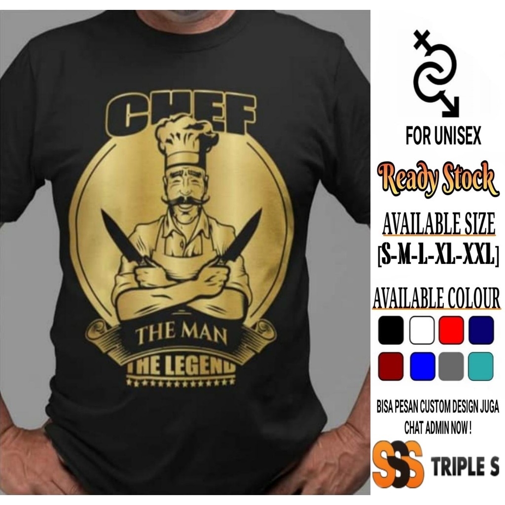 Jual KAOS CHEF THE MAN THE LEGEND KAOS PROFESI KOKI CHEF - SABLON GOLD ...