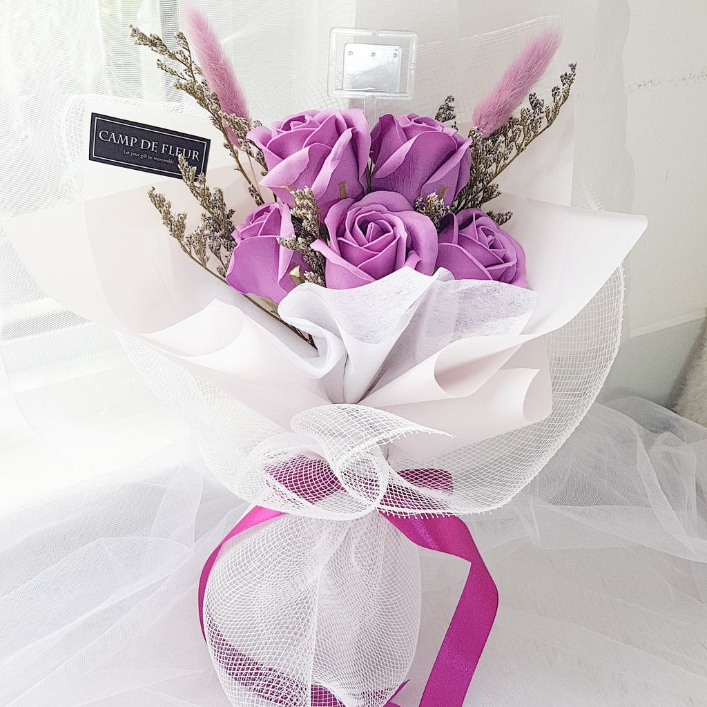 Jual 5Stems Mini Flower Bouquet Korean Style Soap Flower Buket Bunga ...
