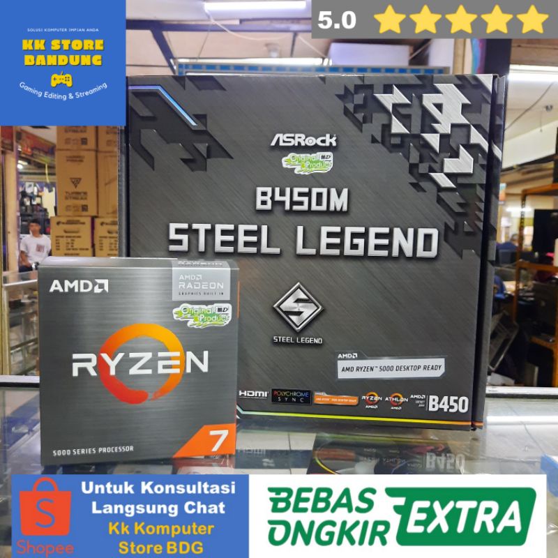 Jual PAKET PROCESSOR AMD RYZEN 7 5700G + MB ASROCK B450M STEEL LEGEND ...