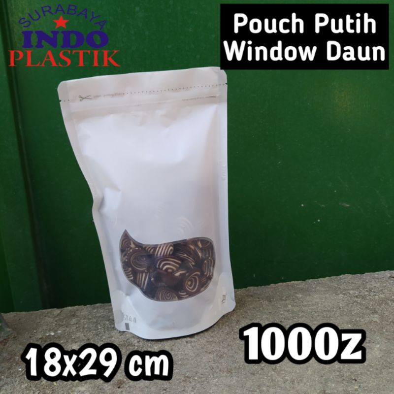 Jual Standing Pouch Putih Doff Window 1100gr kemasan Kopi Plastik Klip ...