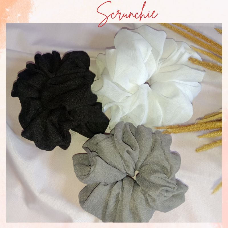 Jual TAMBAHAN SCRUNCHIE (BLACK, NAVY, WHITE) | Shopee Indonesia