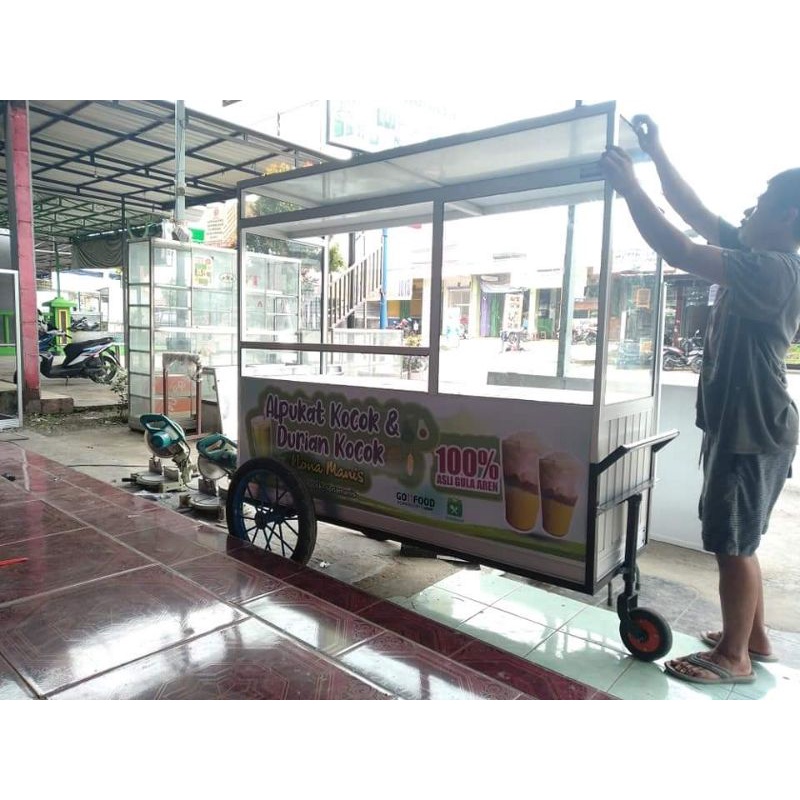 Jual Gerobak model minimalis 2 meter/gerobak kuliner/gerobak aluminium ...