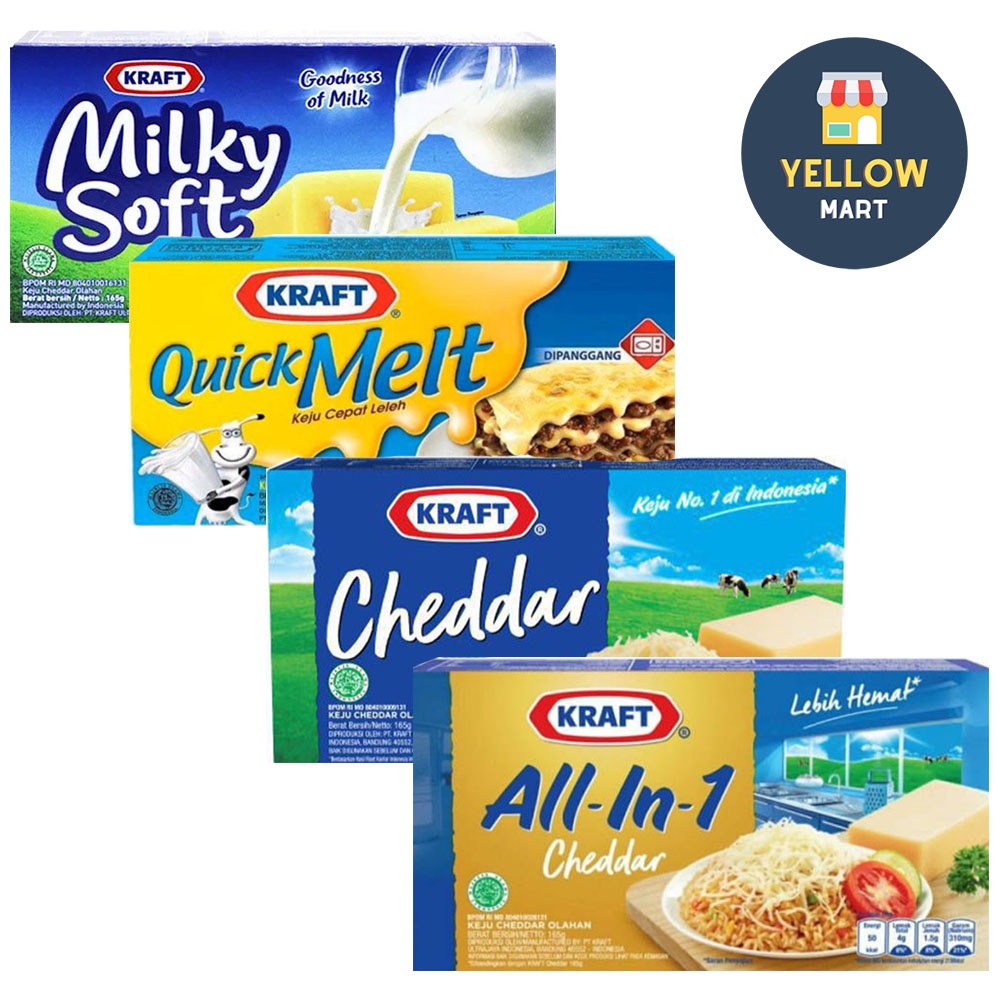 Jual Kraft Keju Balok Cheddar, Milky Soft, Quick Melt & All in One ...
