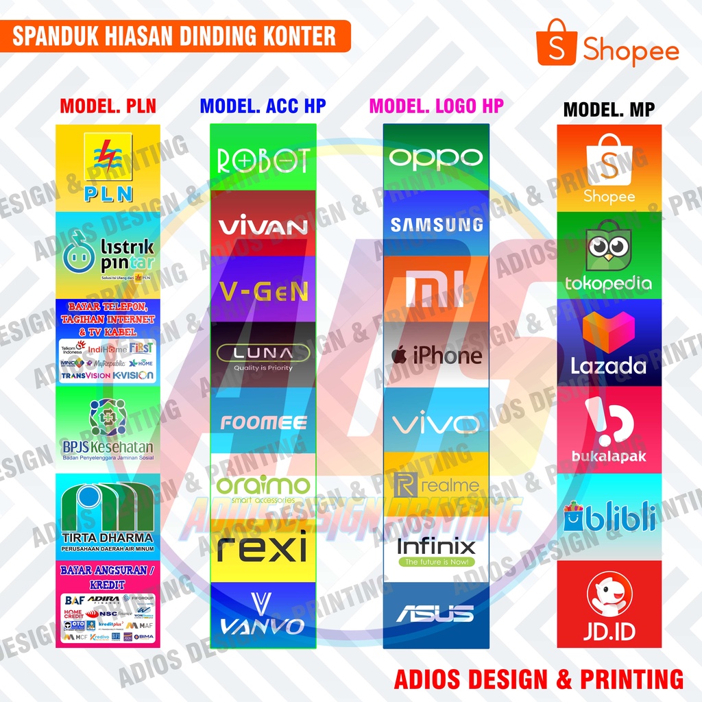 Jual Spanduk Banner Konter Vertikal / Hiasan Dinding Konter / Spanduk ...