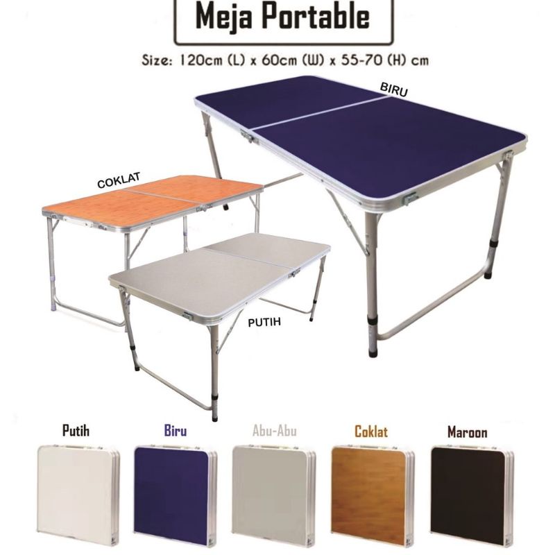 Jual Meja Lipat Koper Portable 120x60 cm / Folding Adjustable Table ...