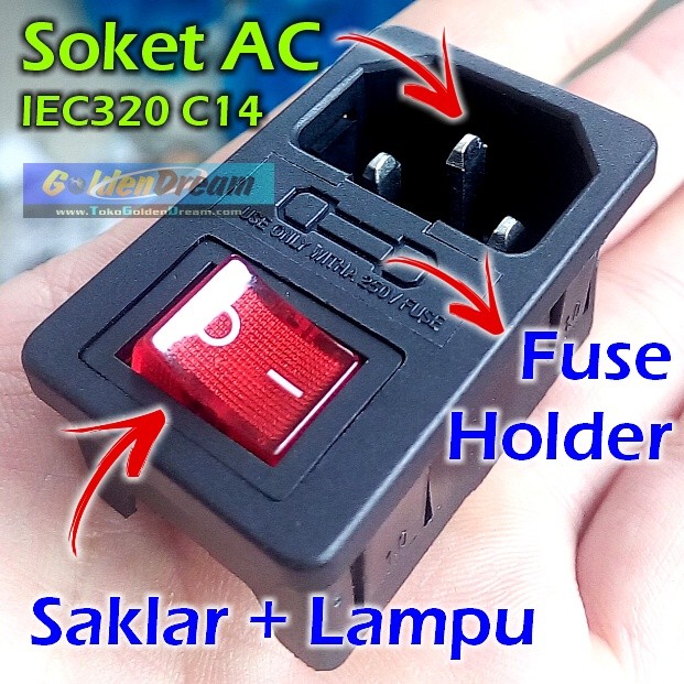 Jual Soket AC 3in1 + Saklar Lampu + Fuse Holder Power Outlet Socket ...