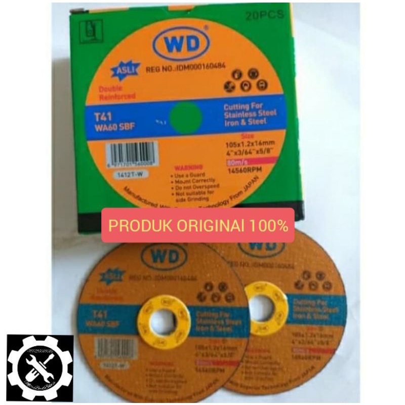 Jual WD BATU GERINDA POTONG 4 INCH / WD POTONG BESI 4" HARGA 1 PAK ...