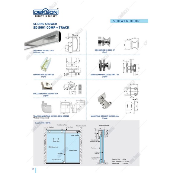 Jual Sliding Shower Rel Pintu Kaca Dekkson Shower Screen SD 001 Set ...