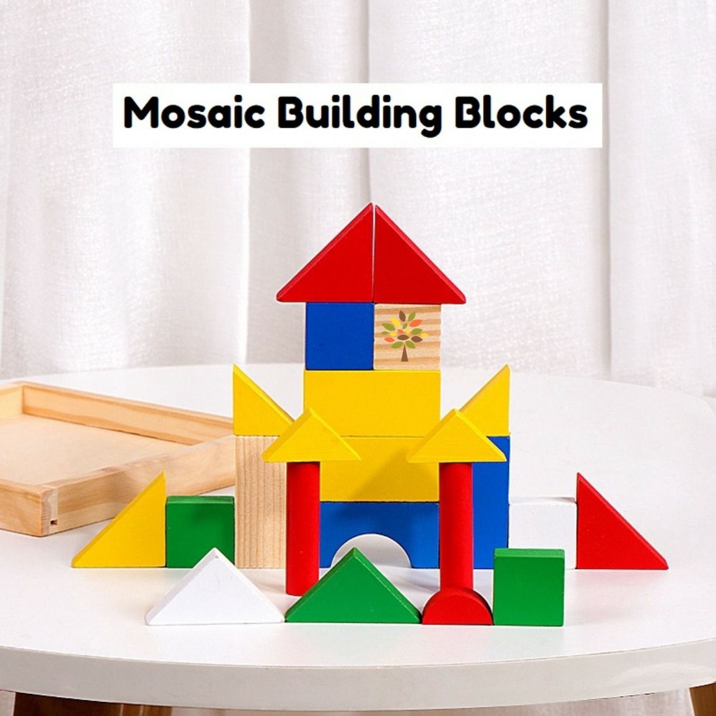 Jual Mosaic Building Blocks - balok susun - balok kayu - mainan edukasi ...