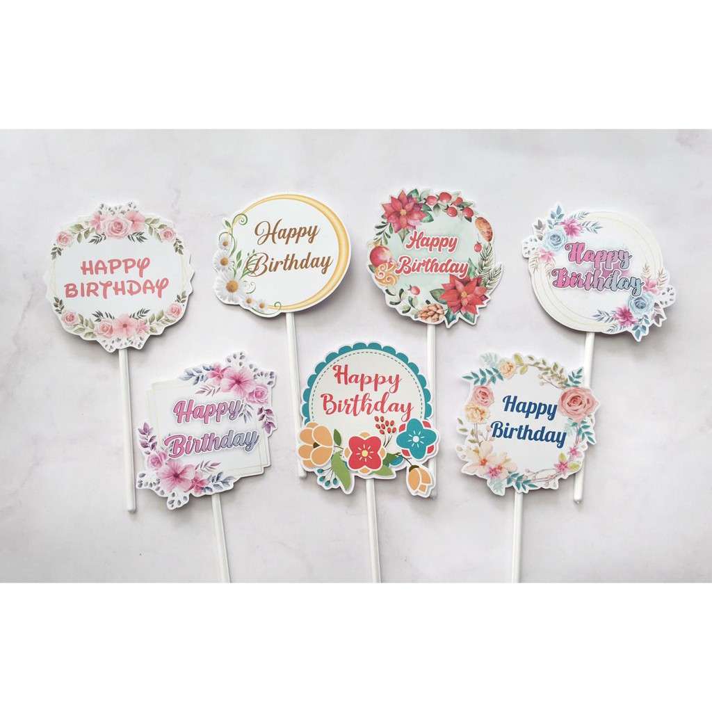 Jual Topper MURAH satuan HBD BUNGA 8cm | Shopee Indonesia
