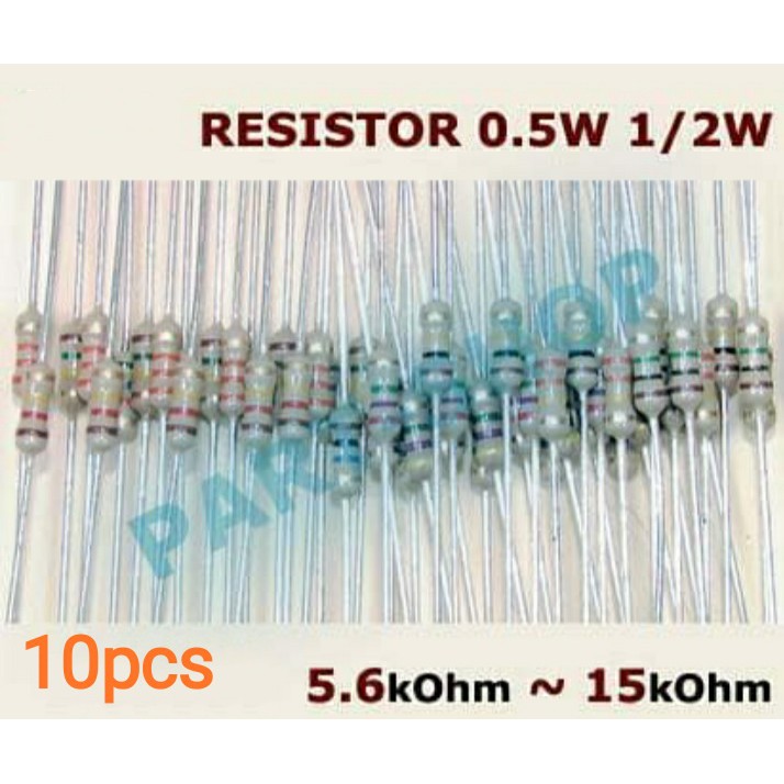 Jual 10pcs Resistor 0.5w 1/2w 5k6 6k8 8k2 10k 12k 15k Ohm | Shopee Indonesia