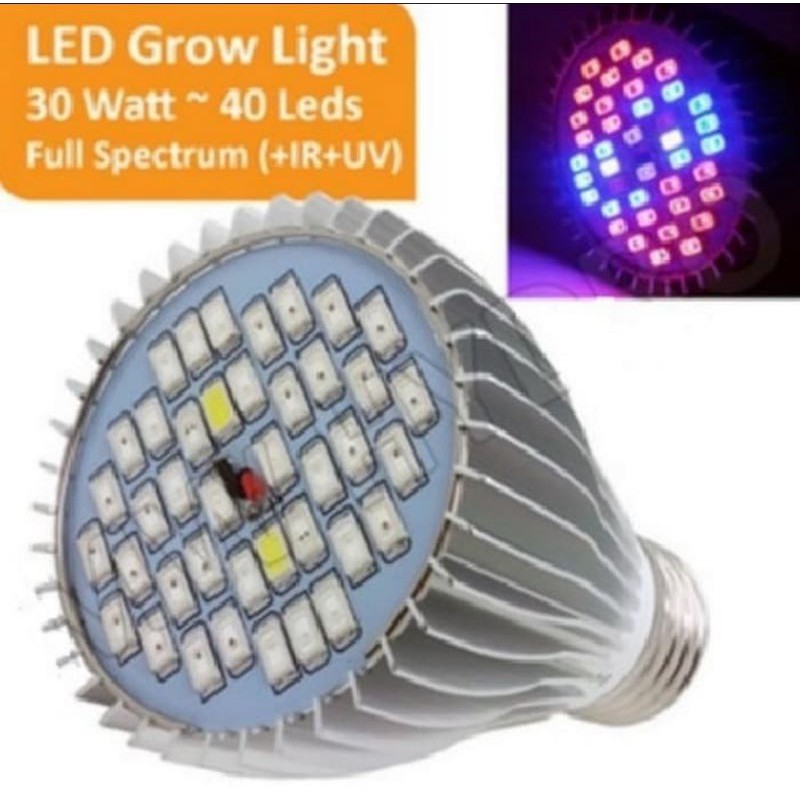 Jual Led Grow Light 30 W Watt Full Spectrum IR+UV Lampu Pertumbuhan ...