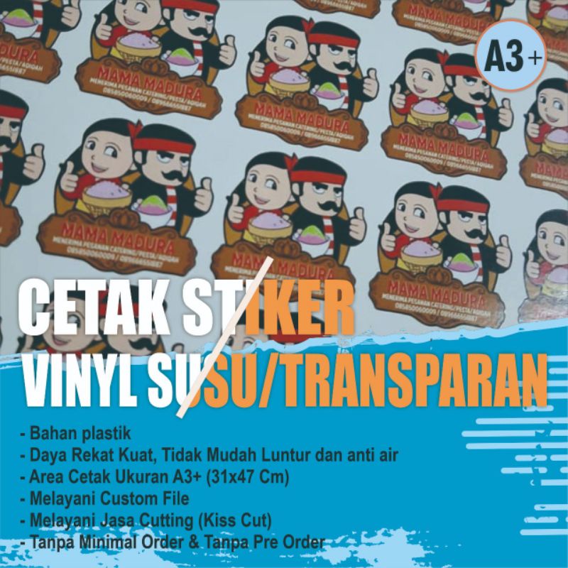 Jual Cetak Stiker Vinyl Susu/Transparan A3+ Custom Gambar Label Makanan ...