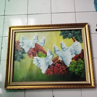 Jual lukisan merpati dan bingkai ukuran 60x80cm | Shopee Indonesia