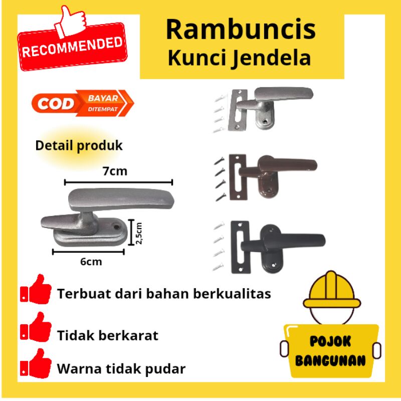 Jual GRENDEL SLOT KUNCI HENDEL JENDELA RAMBUNCIS PINTU ALUMUNIUM ...