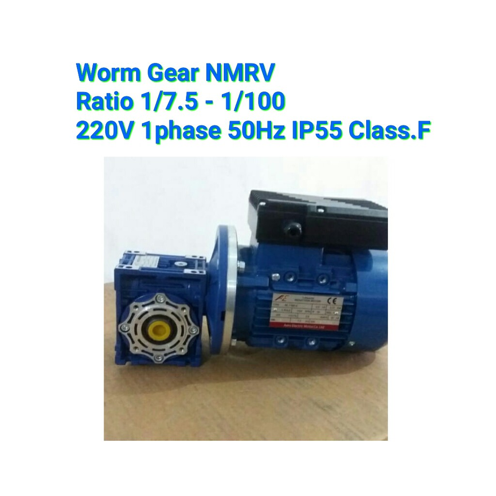 Jual Gear Box NMRV 40 Ratio 1:20 c/w Motor 1/2hp 4pole b5 1 phase 220v Indonesia|Shopee Indonesia
