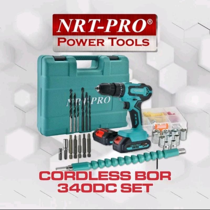 Jual BOR BATERAI 20V NRT PRO COEDLESS DRILL 20V NRT PRO DC-340 SET ...