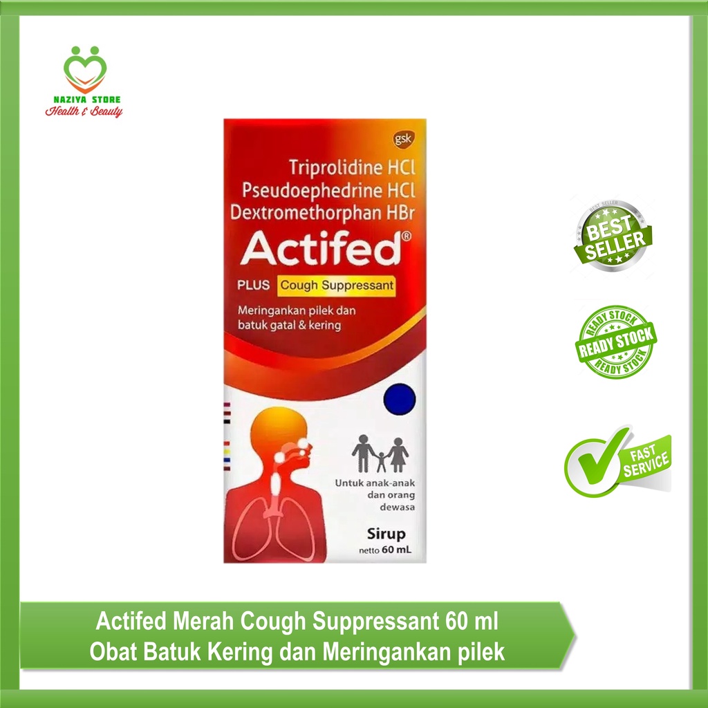 Jual ACTIFED MERAH 60 ml Plus Cough Suppresant 60 ml Obat Batuk Kering ...
