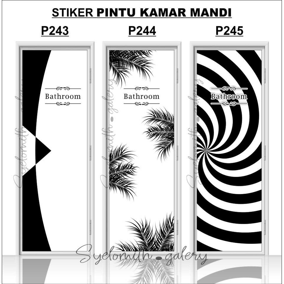 Jual STICKER PINTU KAMAR MANDI - STICKER PINTU TOILET MOTIF HITAM PUTIH ...