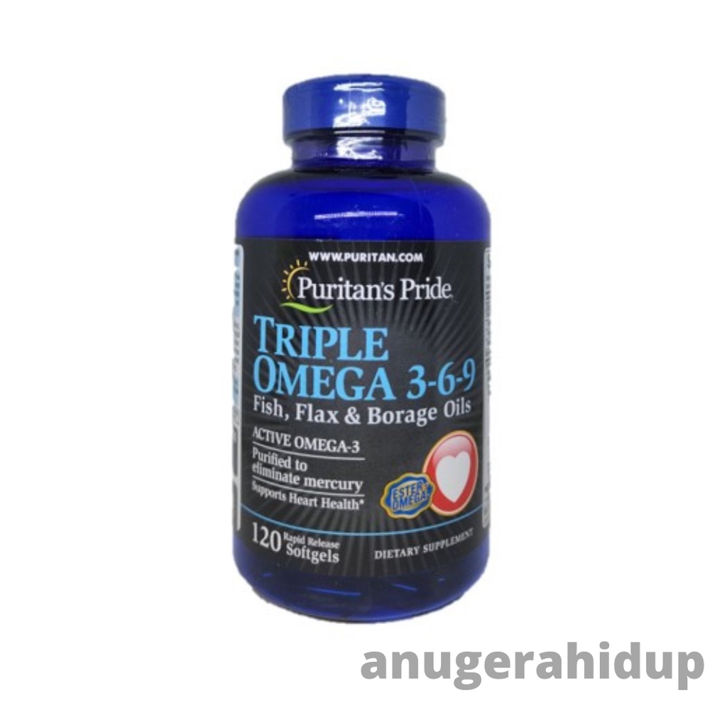 Jual Puritan Pride Triple Omega 369 Fish Flax Borage Oils 120 Softgel ...