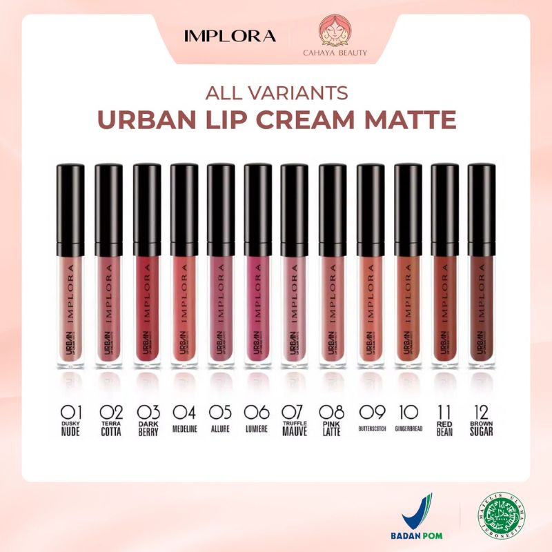 Jual IMPLORA Urban Lip Cream MATTE | 12 shade | Shopee Indonesia