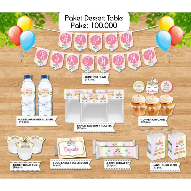 Jual Paket Lengkap Label Ultah Dessert Table Ulang Tahun Susu Air ...