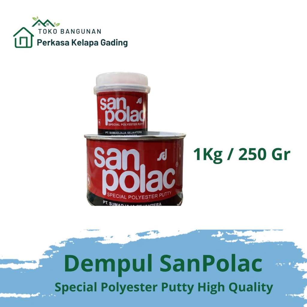 Jual Dempul Putty Sanpolac 250G / 1 KG Besi Logam Plastik | Shopee ...