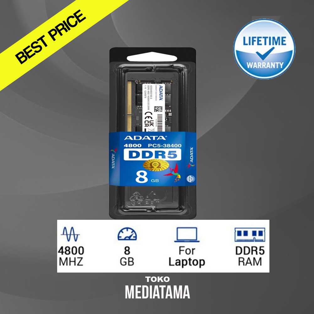 Jual Adata DDR5 8GB 4800Mhz SODIMM DDR5 4800 8GB RAM for Laptop | Shopee Indonesia