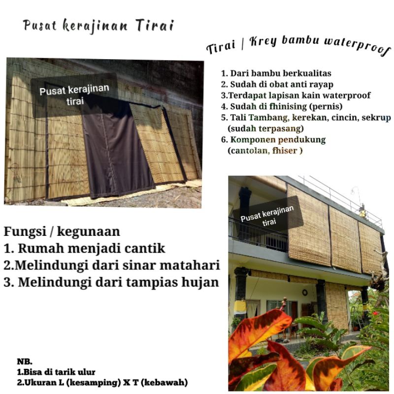 Jual Tirai bambu waterproof / krey / kirai / gorden bambu / kerei ... Jual Tirai bambu waterproof / krey / kirai / gorden bambu / kerei ...