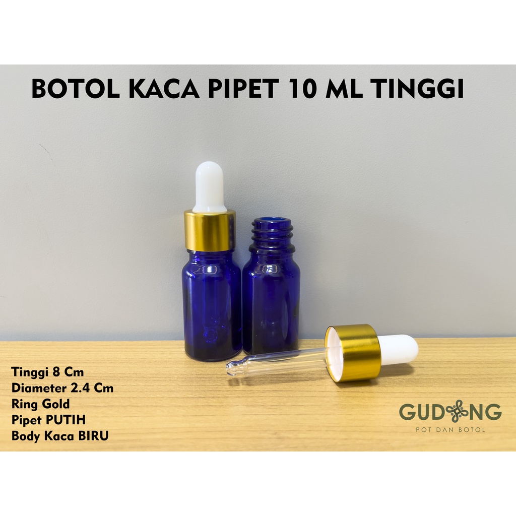 Jual BOTOL PIPET TINGGI 10 ML BIRU PUTIH RING GOLD (KEMASAN 1KG 30 PCS ...