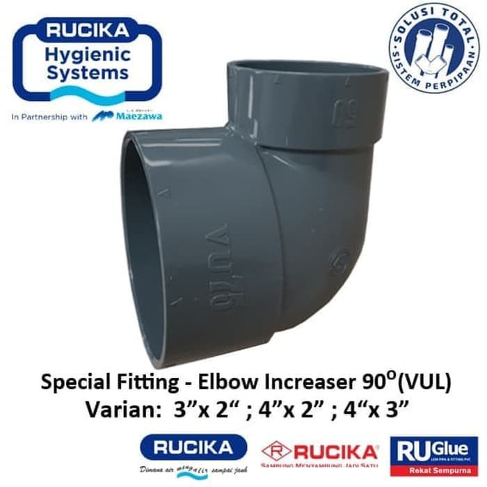 Jual ELBOW INCREASER 90 DERAJAT VUL 3" x 2" KENI SPECIAL FITTING RUCIKA | Shopee Indonesia