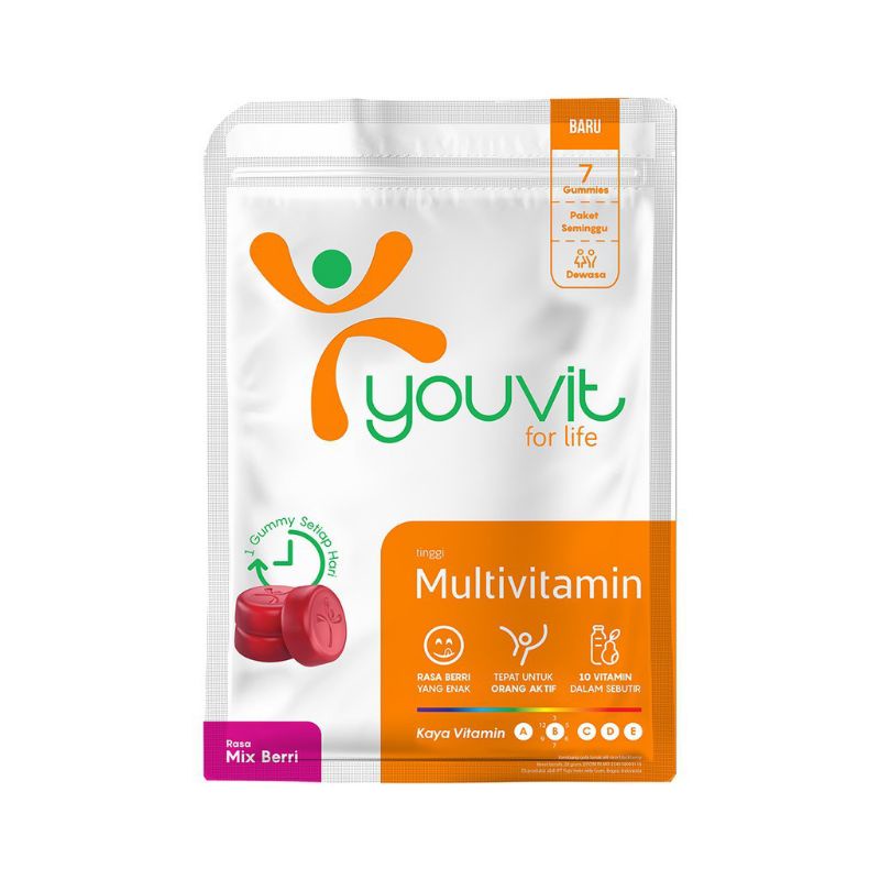 Jual YOUVIT multivitamin Dewasa Gummy 1 sachet isi 7 gummy Indonesia|Shopee Indonesia