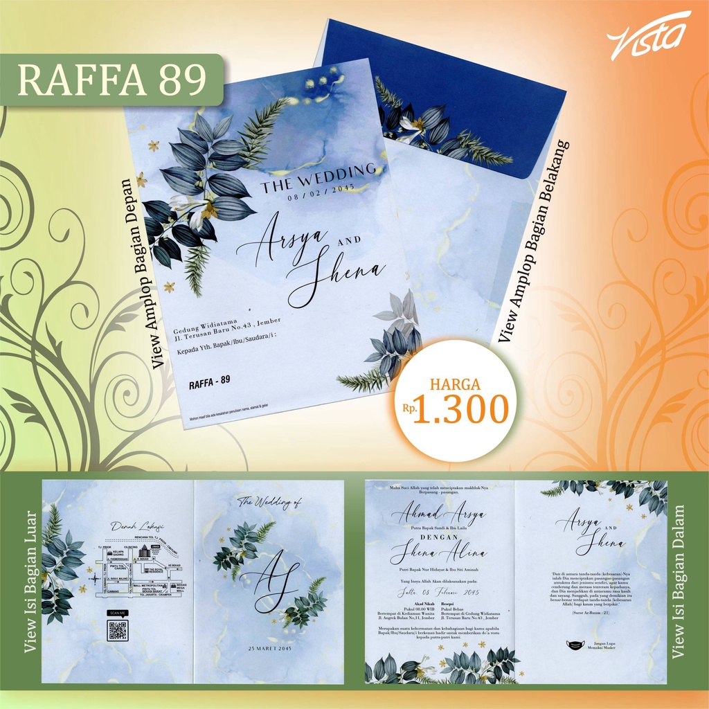 Jual Undangan pernikahan blangko raffa 89 nikah wedding simple murah elegan blora harga ukuran ...