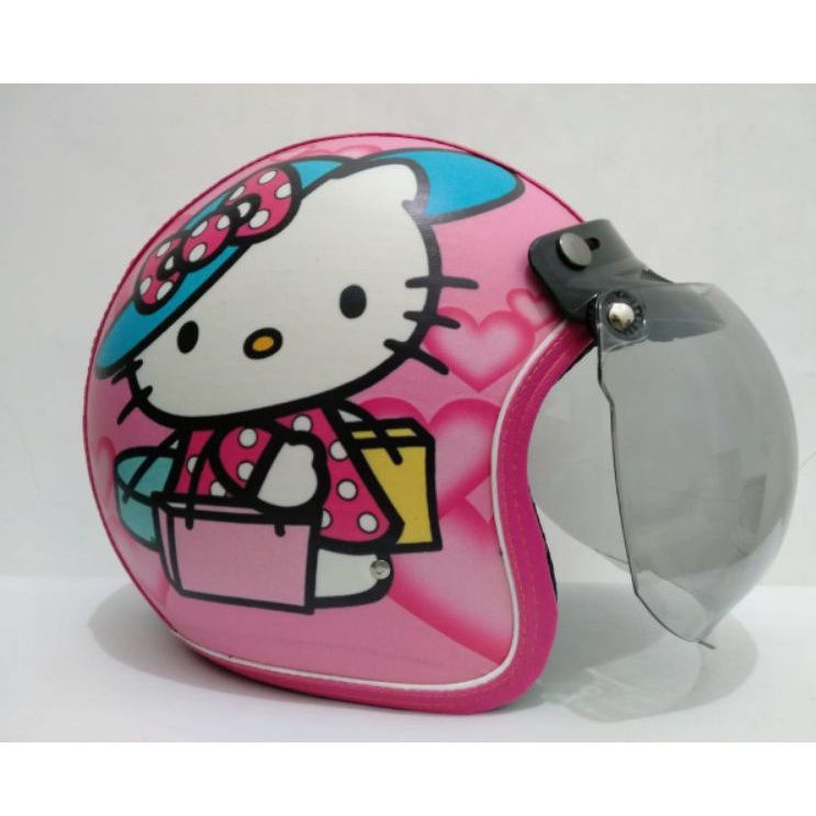 Jual Helm Bogo Kulit Hello Kitty,Helm Bogo Hello Kitty kaca datar, Helm ...