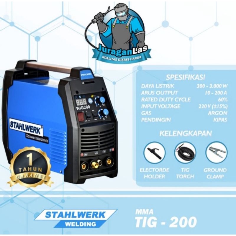Jual Mesin Las Tig 200 Mesin Las Argon Stahlwerk DC Tig 200A | Shopee Indonesia