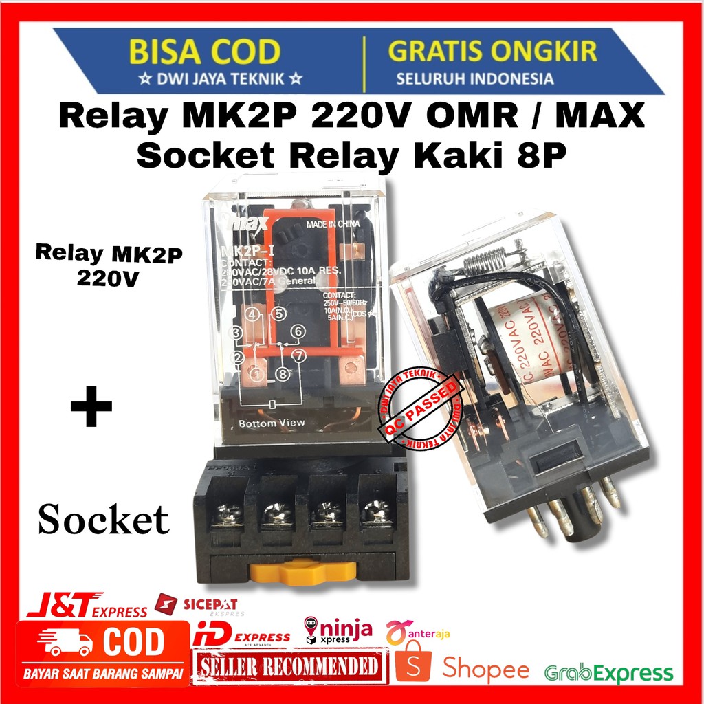 Jual Relay MK2P 220V OMR / MAX + Socket Relay Kaki 8P Indonesia|Shopee Indonesia