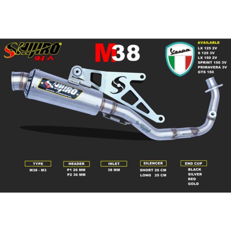 Jual Knalpot Vespa Matic 150 type M38 - M3 Shijiro Racing Original ...