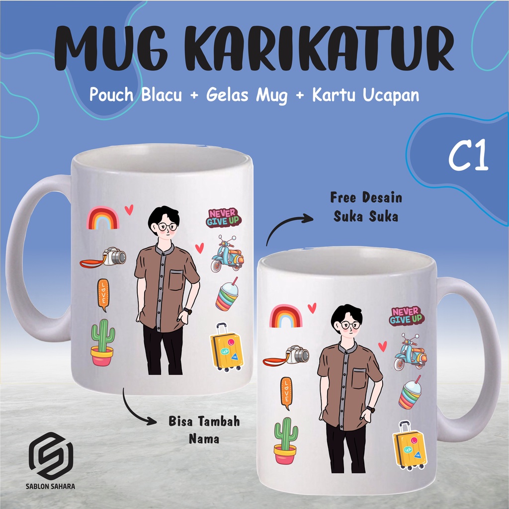 Jual MUG KARIKATUR CUSTOM / MUG KARTUN COWOK / Cetak Mug Custom desain ...
