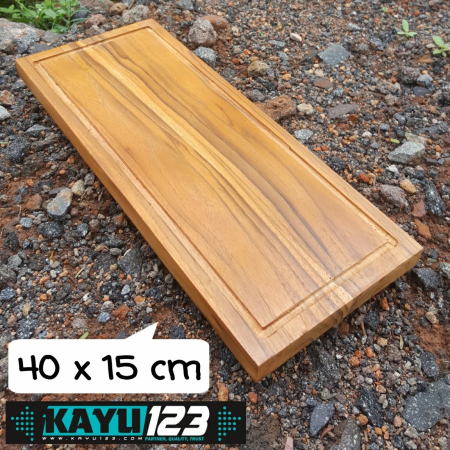 Jual Cutting Board 40x15 cm Talenan Kayu Jati Line Edge (WCB-26 ...