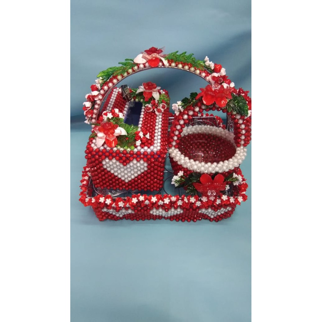 Jual 1 Set merah putih tempat aqua tempat tissue tempat permen mote ...