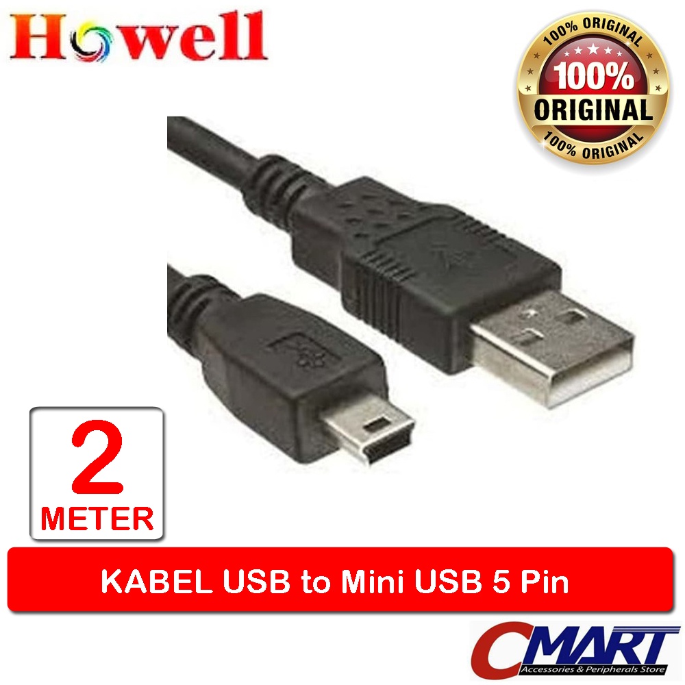 Jual Howell USB 2.0 to mini USB 2m 2 meter Cable Kabel - HWL-UB2AMNM ...