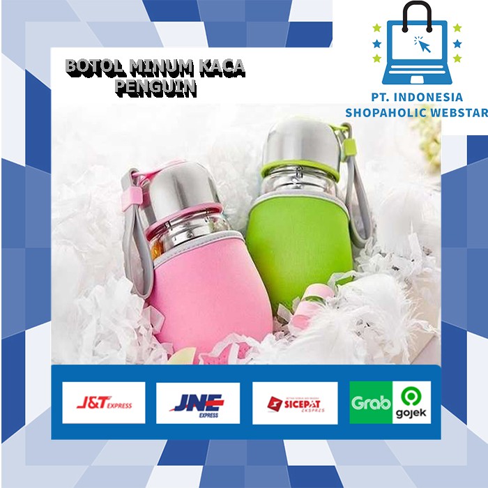 Jual Botol Minum Kaca Penguin / Gelas Minum Kaca Penguin / Botol Kaca ...