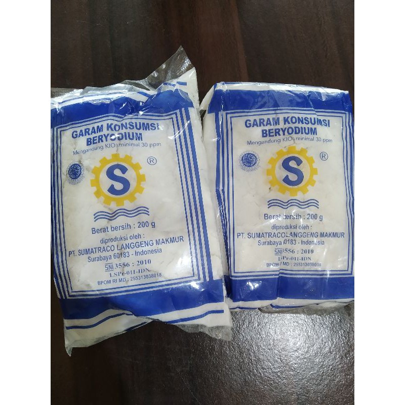 Jual garam konsumsi beryodium cap S 200 GR | Shopee Indonesia