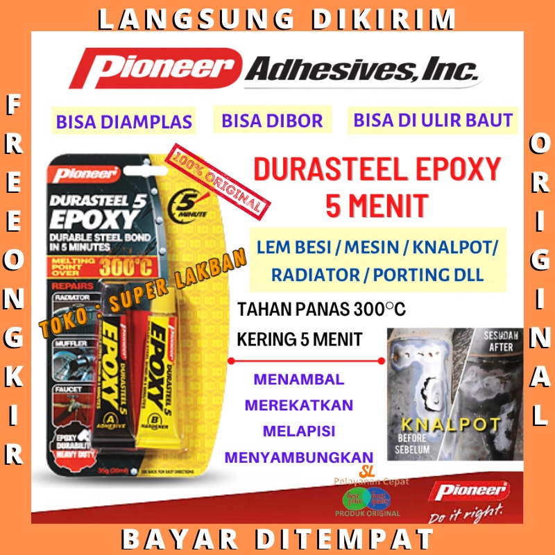 Jual Lem Besi Tahan Panas 300C Durasteel Epoxy 5 Menit Lem Mesin ...