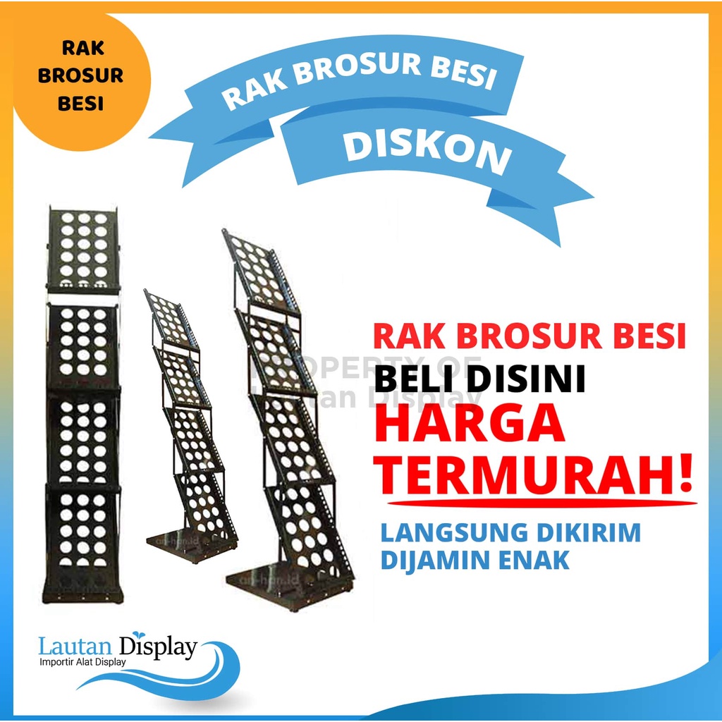 Jual Rak Brosur Besi / Alumunium A4 (Empat Susun) Warna Hitam Rak ...
