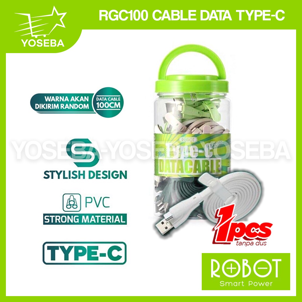 Jual Kabel Data ROBOT RGC100 Android iOS Type-C 1M 100cm Data Cable ...