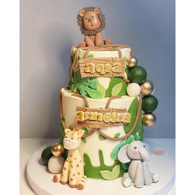 Jual animal cake/kue ulang tahun anak tema animal/2 tingkat kue ulang ...