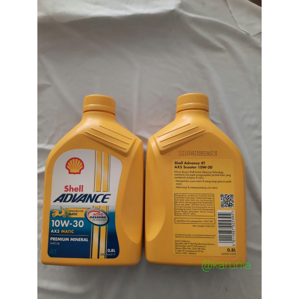 Jual Oli Shell Advance AX5 Matic 10W-30 800ML | Shopee Indonesia